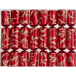 Crackers, Robin Reed Crackers Red Floral glitter boite de 8 pièces 15cm ...