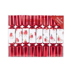 Crackers, Robin Reed Crackers Red Glitter Robins 8pcs 15cm | Schilliger