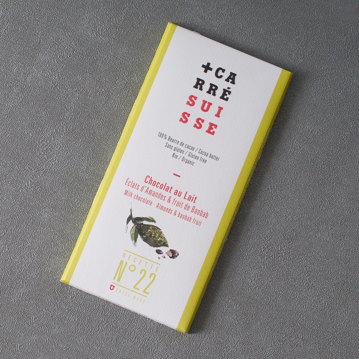 Chocolat, Carré Suisse Chocolat au Lait, éclats amandes & Baobab 100gr ...