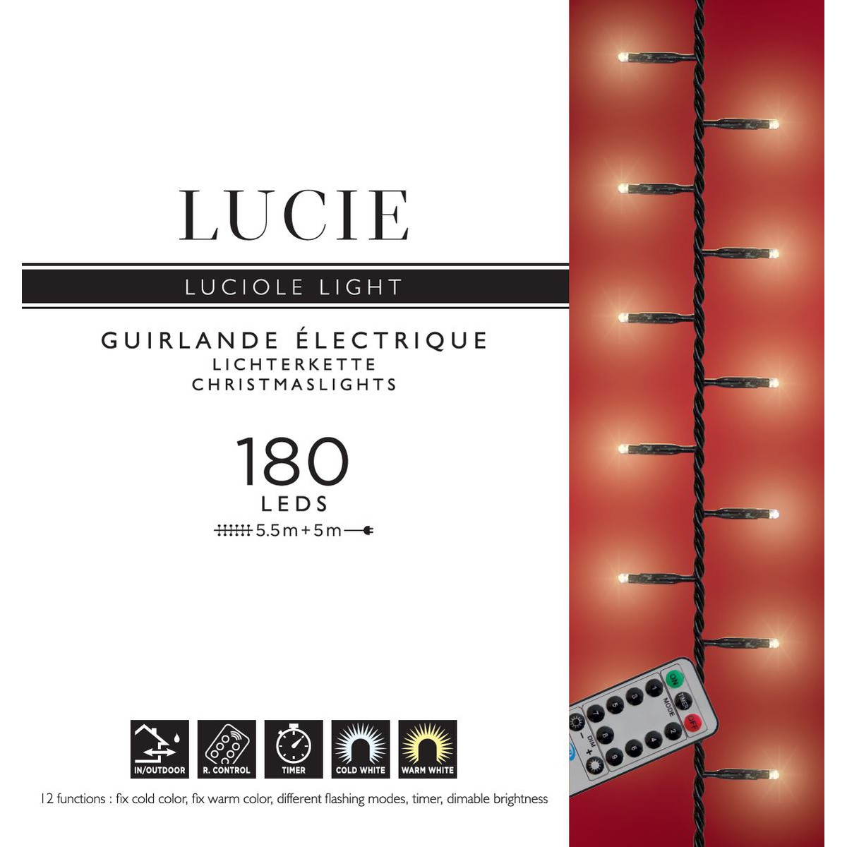 Guirlandes électriques, Lucie Luciole Light Guirlande 180 LED Chaudes ...