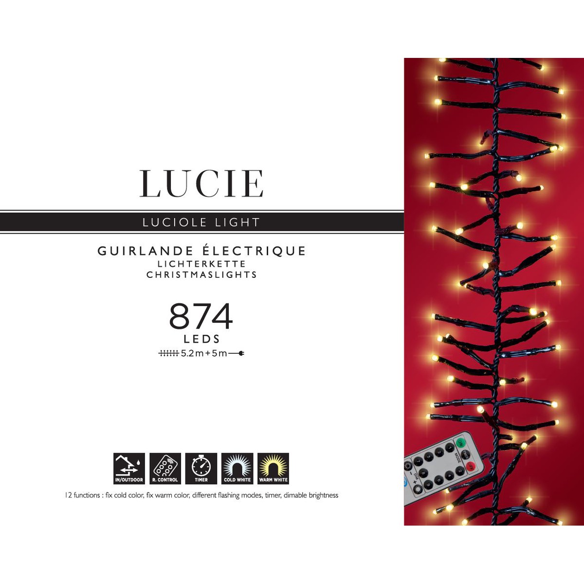 Guirlandes électriques, Lucie Luciole Light Guirlande 874 LED Chaudes ...