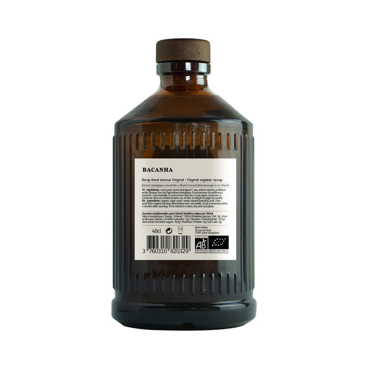 Sirops, Bacanha Orgeat - Sirop Brut Bio 400ml 400ml | Schilliger