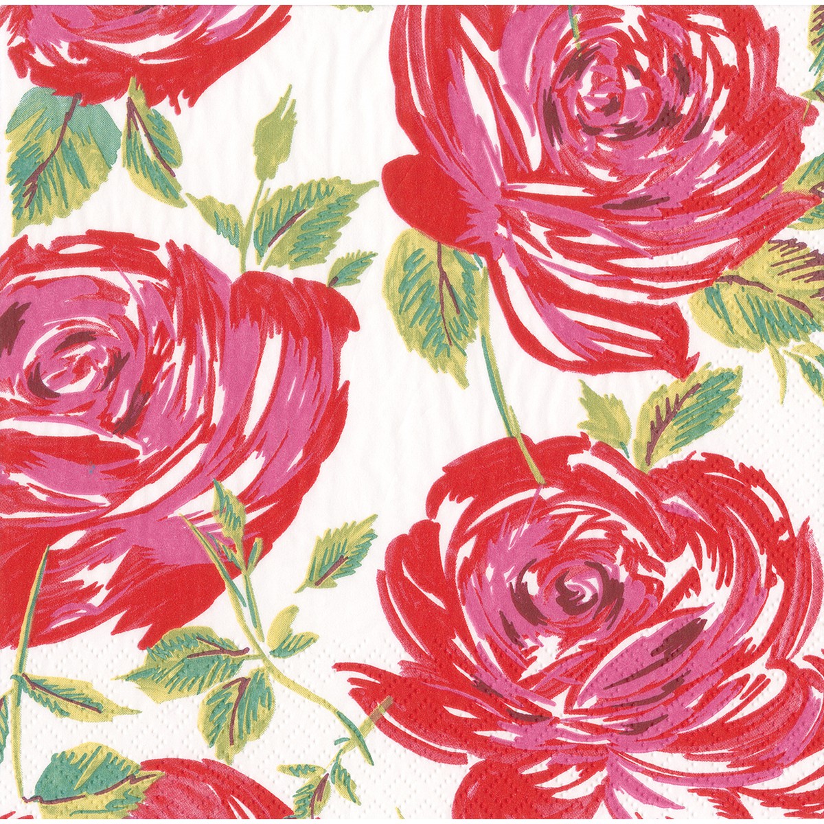 Serviettes, Caspari Serviette Cocktail Red Bella rosa Rouge cerise ...