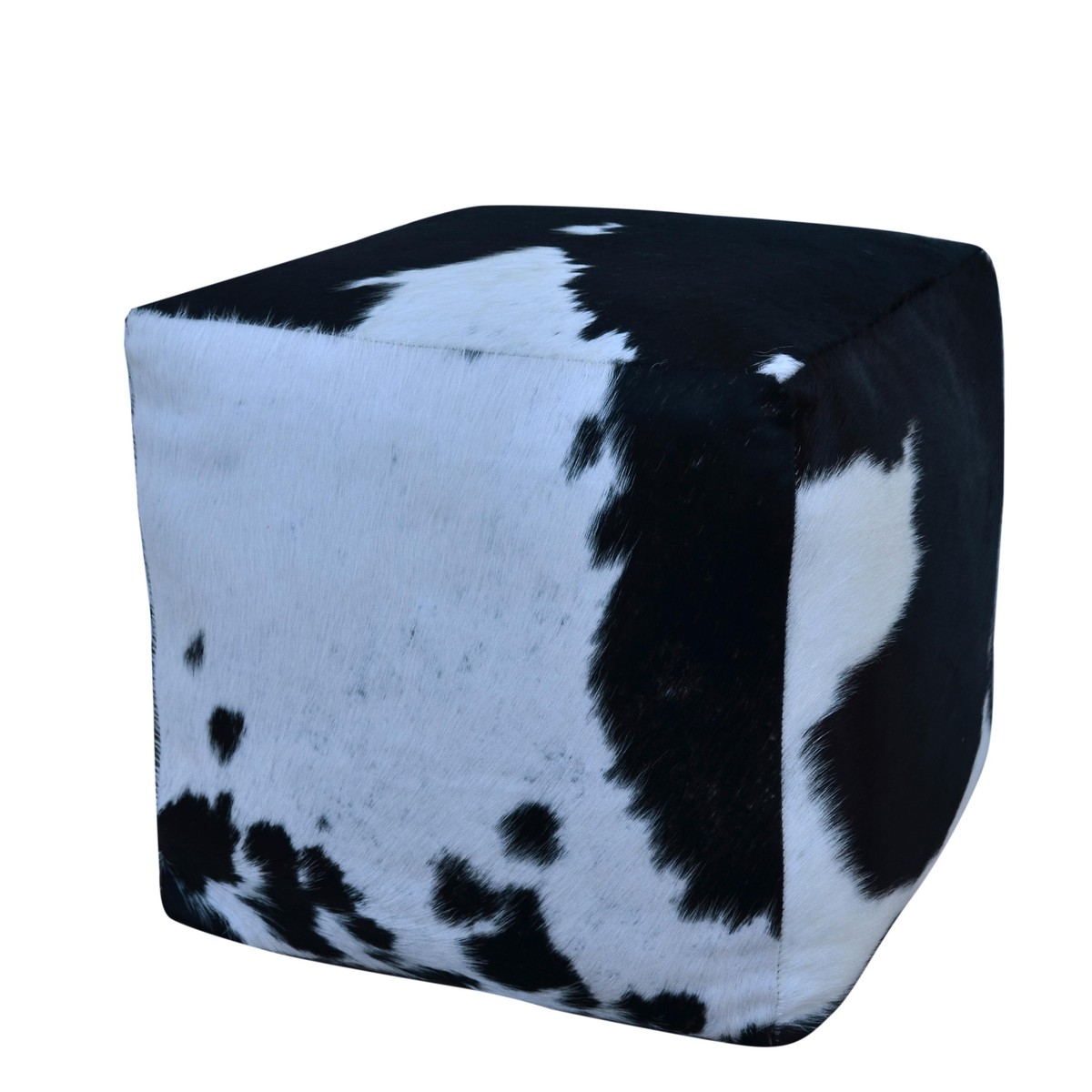 Poufs, Schilliger Design Pouf Cube en peau de vache Noir 40x40x40cm ...