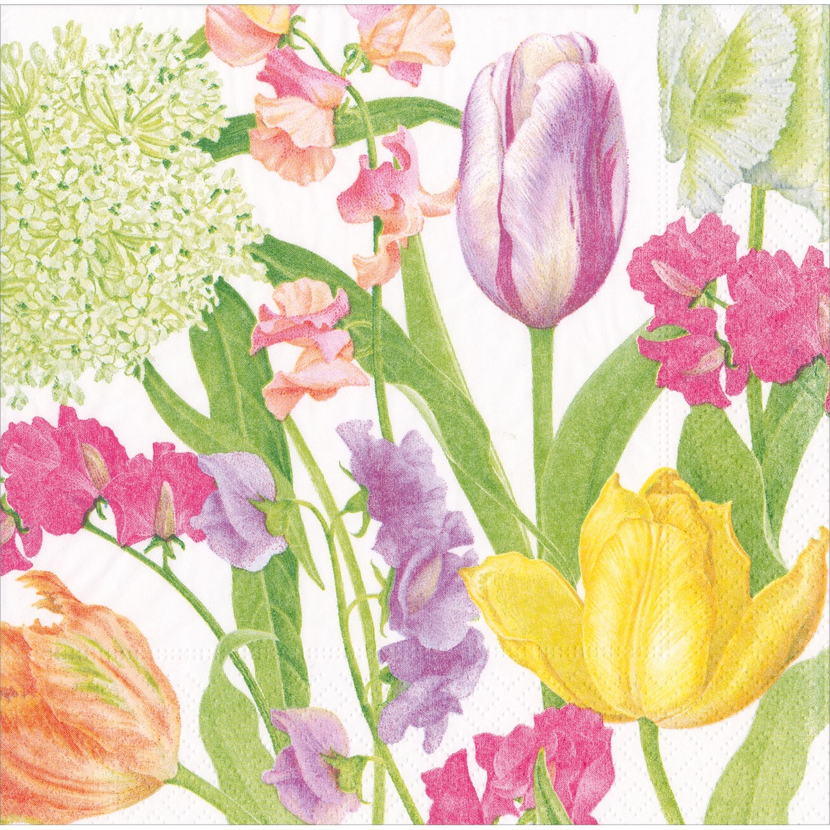 Serviettes, Caspari Serviette Cocktail Spring flower show 25x25cm ...