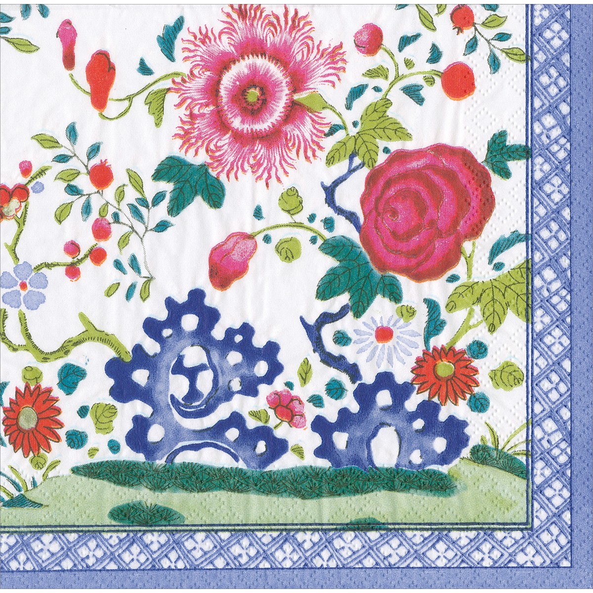Serviettes, Caspari Serviette Lunch Floral porcelain 33x33cm | Schilliger