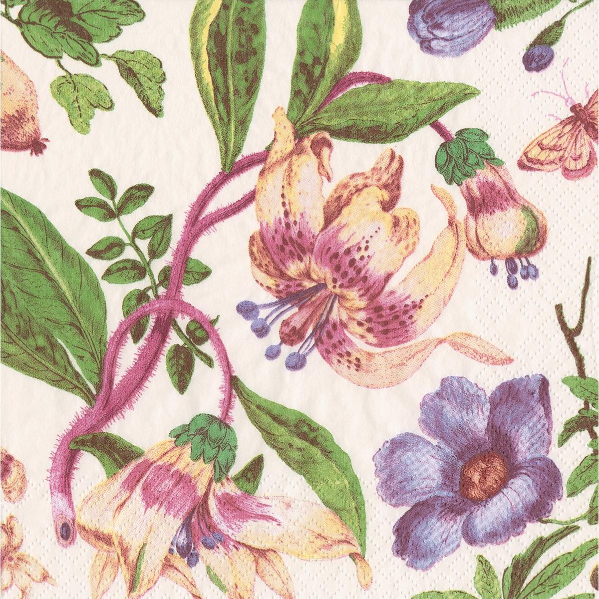 Serviettes, Caspari Serviette Lunch Porcelain bloom Blanc ivoire ...