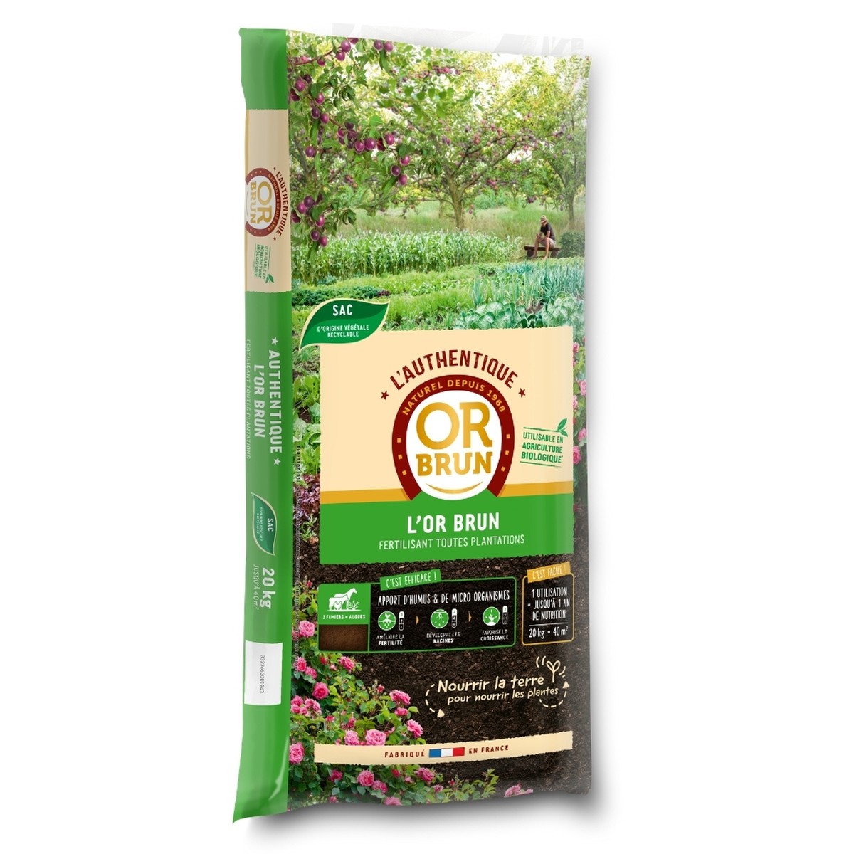 Bovin, Or brun Authentique Fertilisant Jardin Or Brun 20Kg | Schilliger