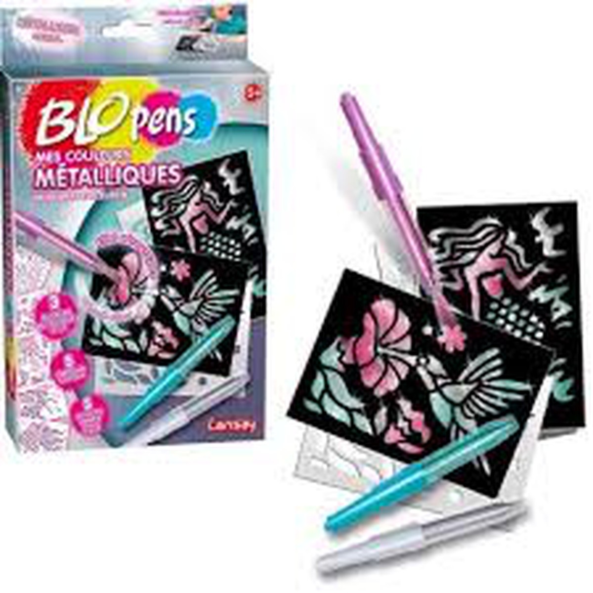 Jeux d'éveil, BLOPENS PACK 5 + POCHOIRS COULEURS METALLIQUES (FR) | Schilliger